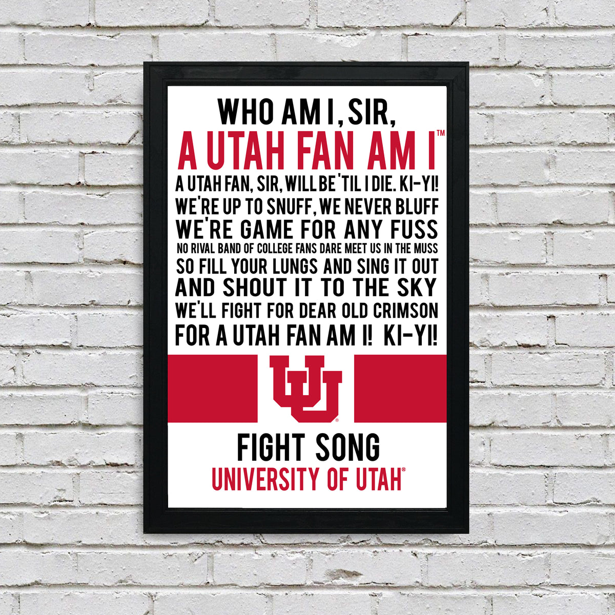 Utah Utes Fight Song Poster Art Print - 13x19" — Shafer Print Shop